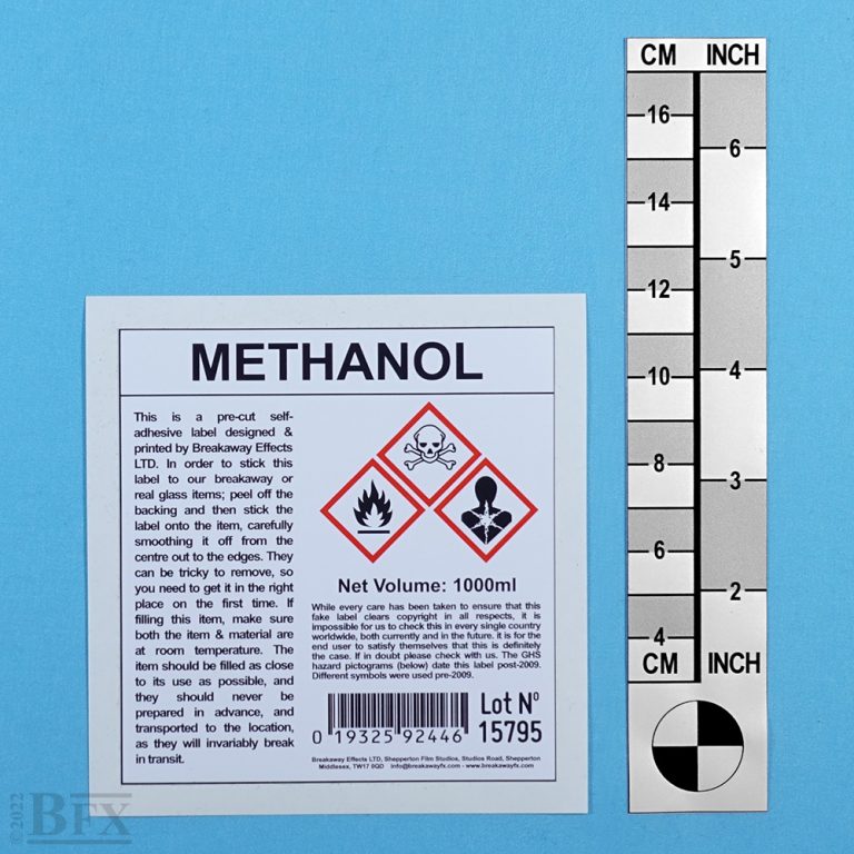 CL02 - Methanol Chemical Bottle Label - Breakaway Effects